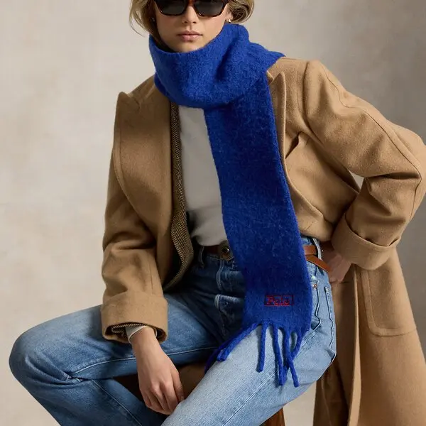 Ralph Lauren Brushed Wool-blend Fringe Scarf - Fall Royal