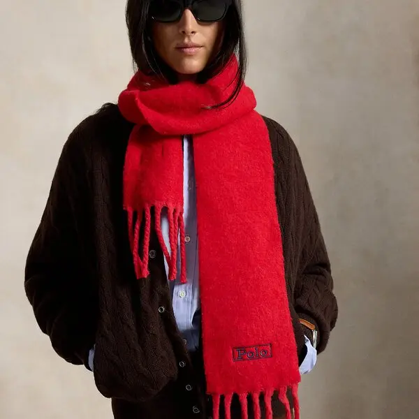 Ralph Lauren Brushed Wool-blend Fringe Scarf