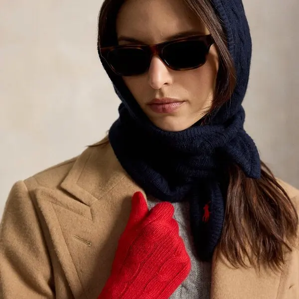 Ralph Lauren Cable-knit Wool-cashmere Wrap Snood - Hunter Navy