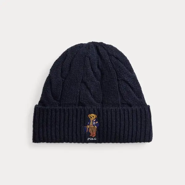 Ralph Lauren Polo Bear Cable Knit Beanie - Navy