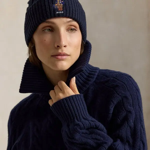 Ralph Lauren Polo Bear Cable Knit Beanie - Navy