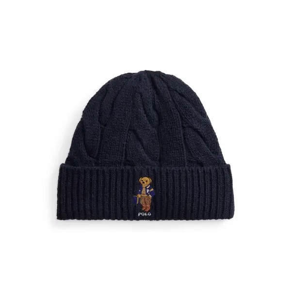 Ralph Lauren Polo Bear Cable Knit Beanie - Navy