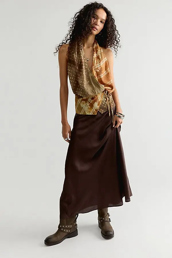 Free People Davie Halter Top - Golden Combo