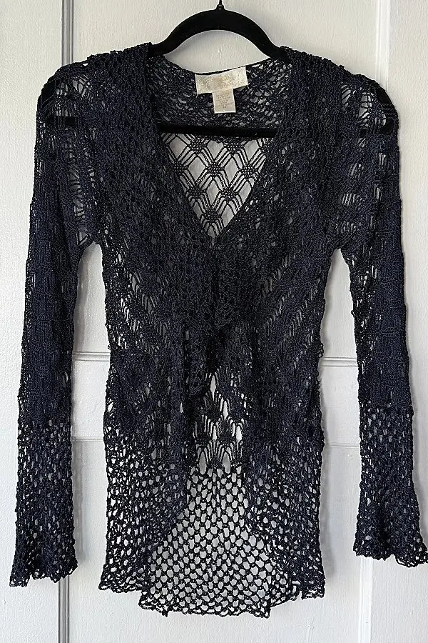 MADLY VINTAGE 90s Maroon Crochet Blouse Selected By - Red