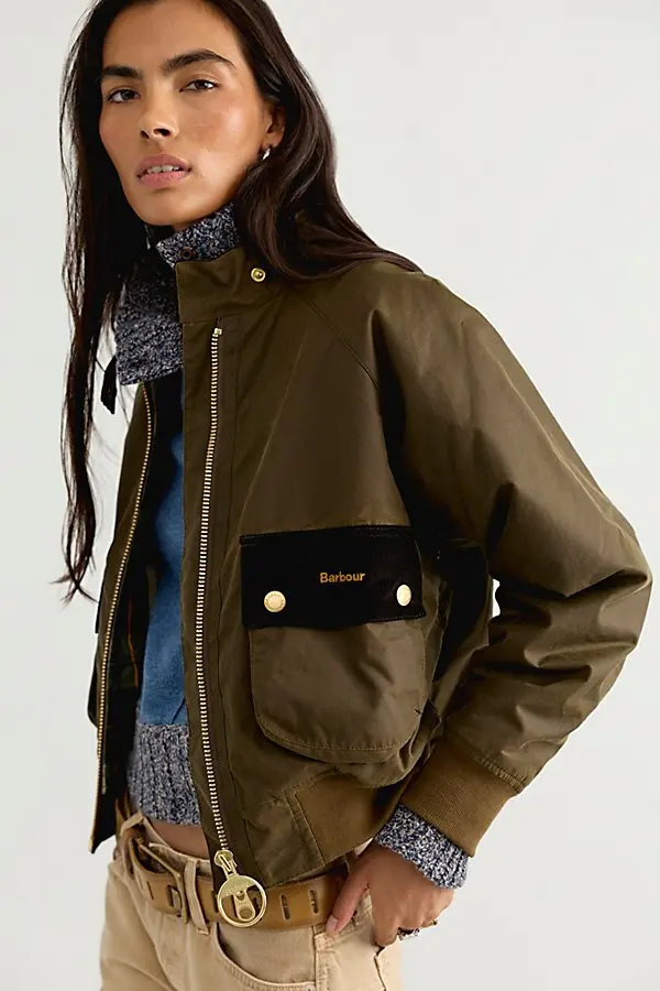 Barbour Waxed Cotton Bomber Jacket - Beech