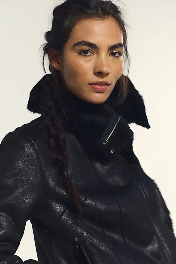 Free People We The Free Fourline Shearling Aviator Jacket