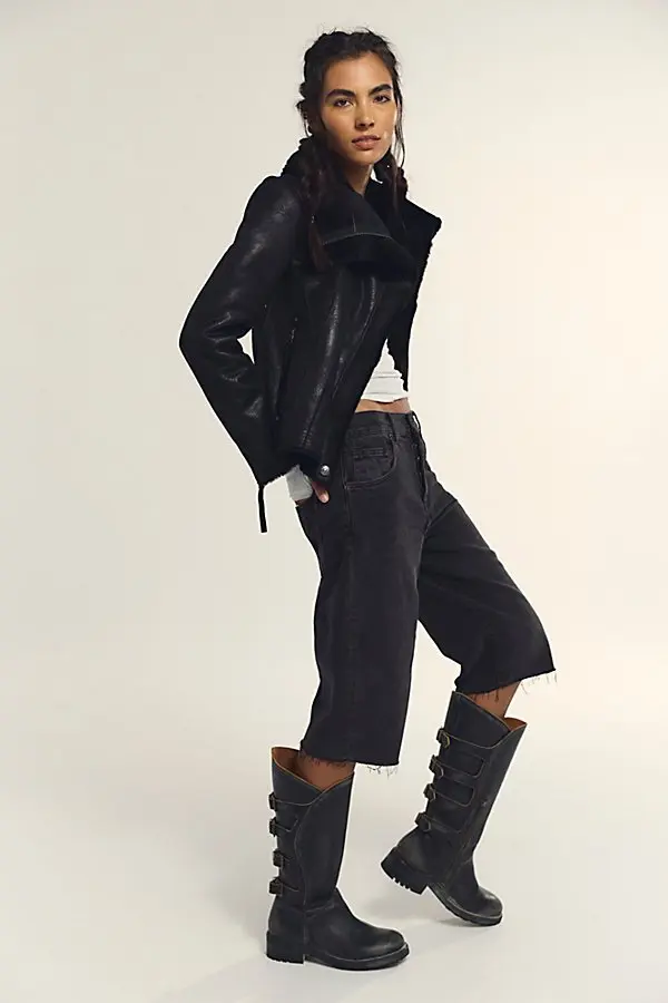 Free People We The Free Fourline Shearling Aviator Jacket