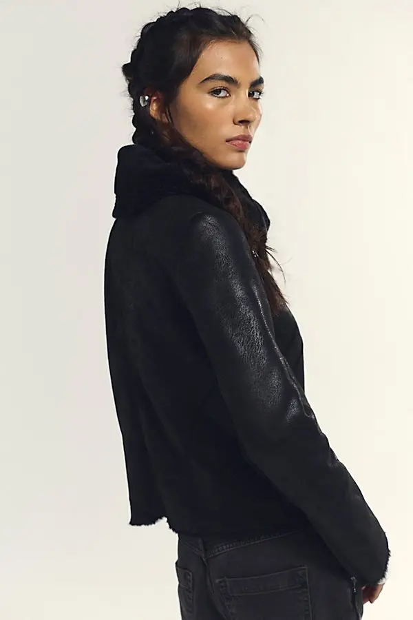 Free People We The Free Fourline Shearling Aviator Jacket