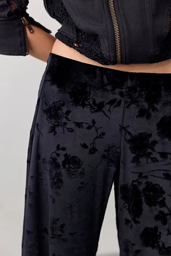 Free People Radiance Velvet Pull-on Pants - Black