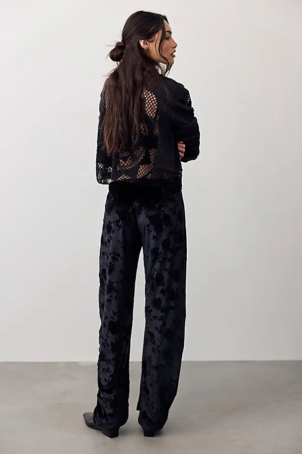 Free People Radiance Velvet Pull-on Pants - Black