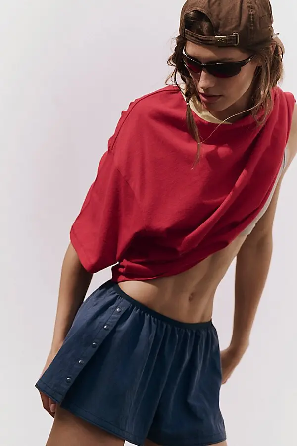 Free People Make It Snappy Shorts - True Navy