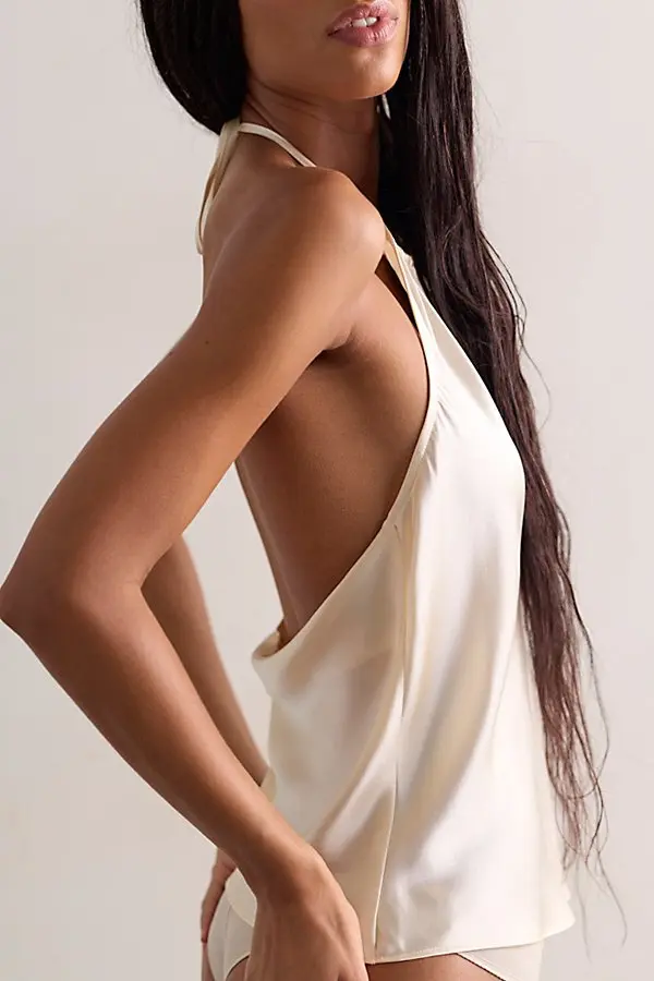 Donni. The Silk Halter Top - Creme
