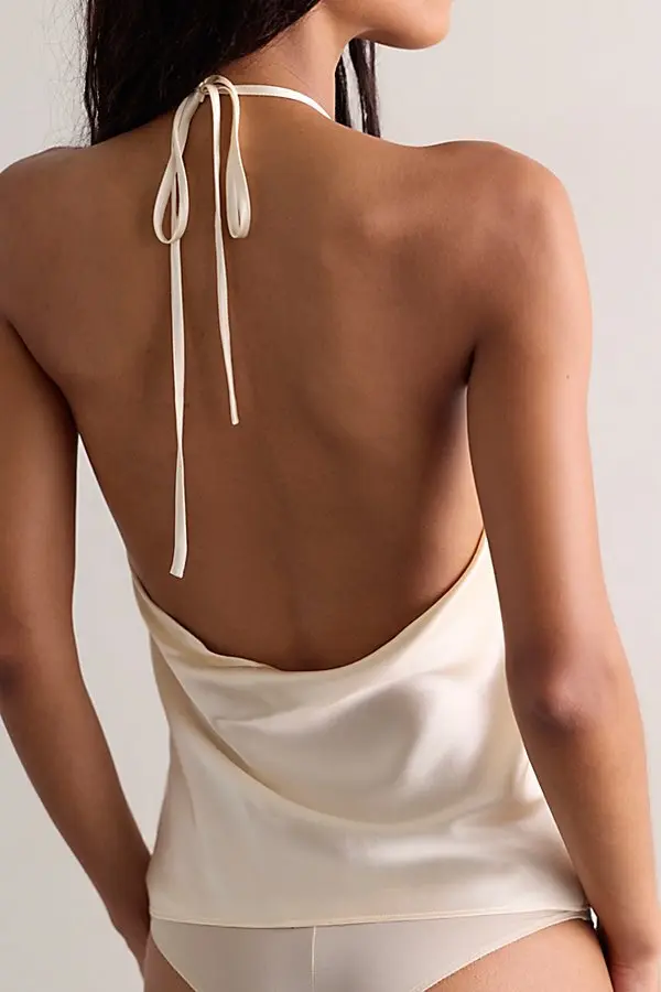Donni. The Silk Halter Top - Creme