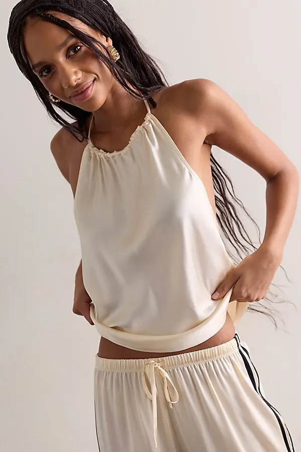 Donni. The Silk Halter Top - Creme