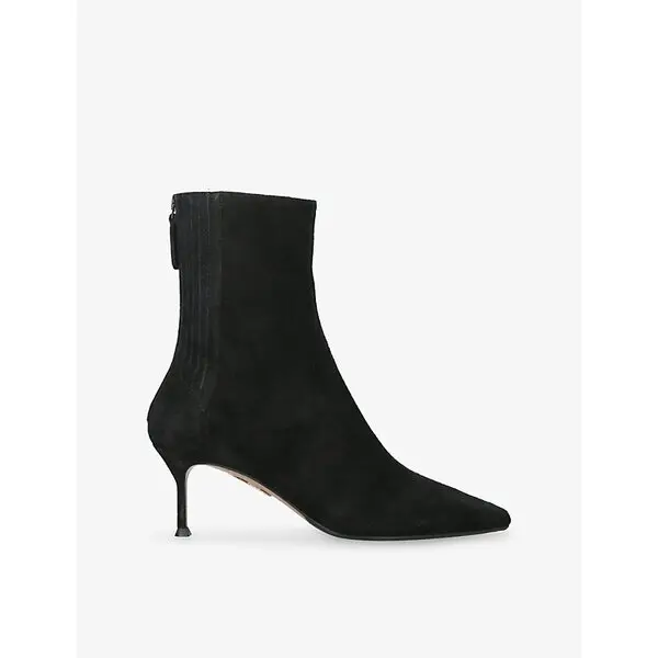AQUAZZURA Saint Honore 65 Suede Heeled Boots - Black