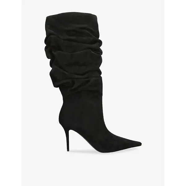 Amina Muaddi Anok 90 Heeled Suede Knee-high Boots