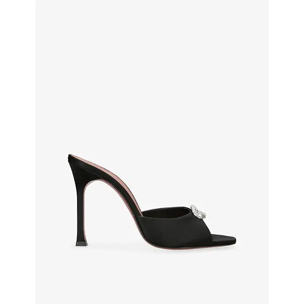 Amina Muaddi Mini Camelia Heeled Satin Mules