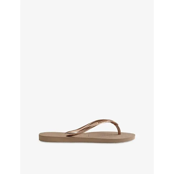 Havaianas Slim Crystal-embellished Rubber Flip-flops - Rose Gold
