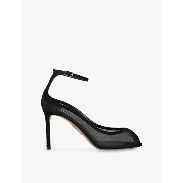 AQUAZZURA Love Affair 85 Mesh And Suede Courts
