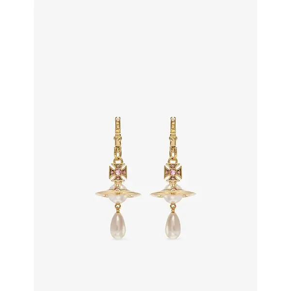 VIVIENNE WESTWOOD Ada Faux Pearl And Gemstone Gold-plated Earrings - Gold/rose