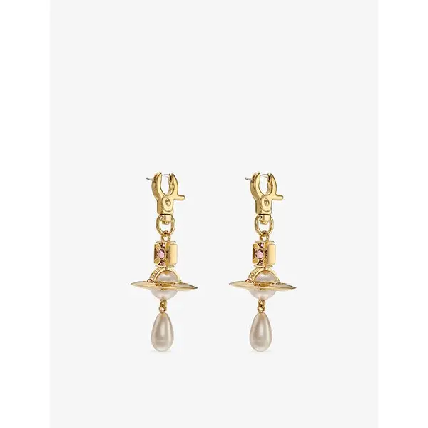 VIVIENNE WESTWOOD Ada Faux Pearl And Gemstone Gold-plated Earrings - Gold/rose