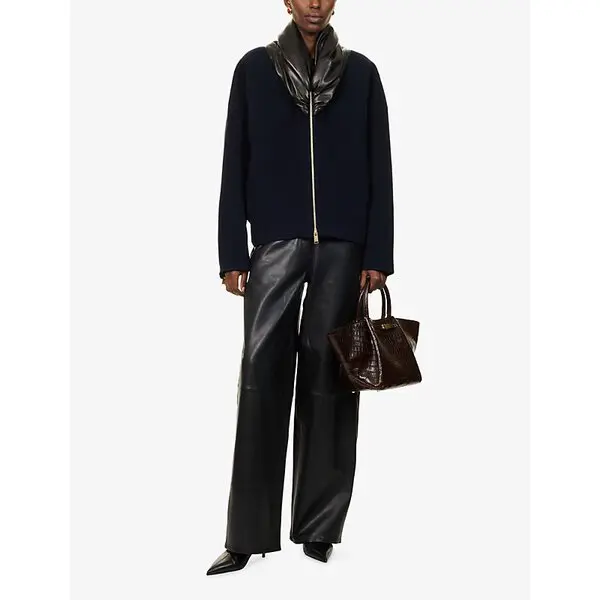 DARKPARK Anya Cashmere And Wool Leather Collar Bomber Jacket