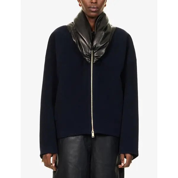 DARKPARK Anya Cashmere And Wool Leather Collar Bomber Jacket