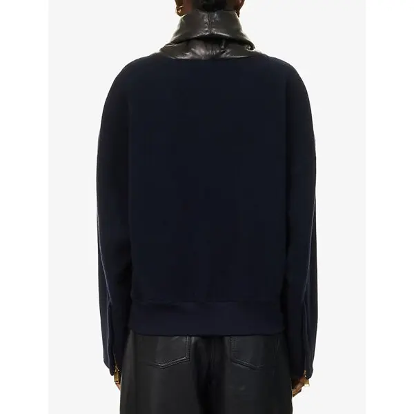 DARKPARK Anya Cashmere And Wool Leather Collar Bomber Jacket