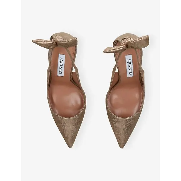 AQUAZZURA Bow Tie 105 Heeled Woven Pumps