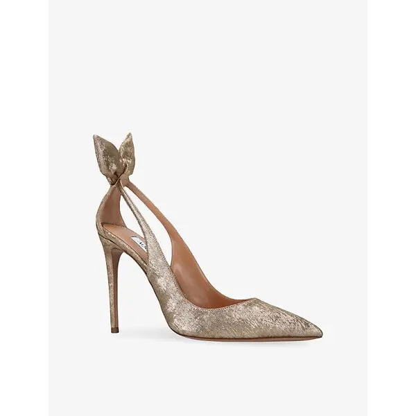 AQUAZZURA Bow Tie 105 Heeled Woven Pumps