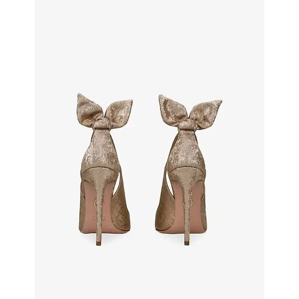 AQUAZZURA Bow Tie 105 Heeled Woven Pumps