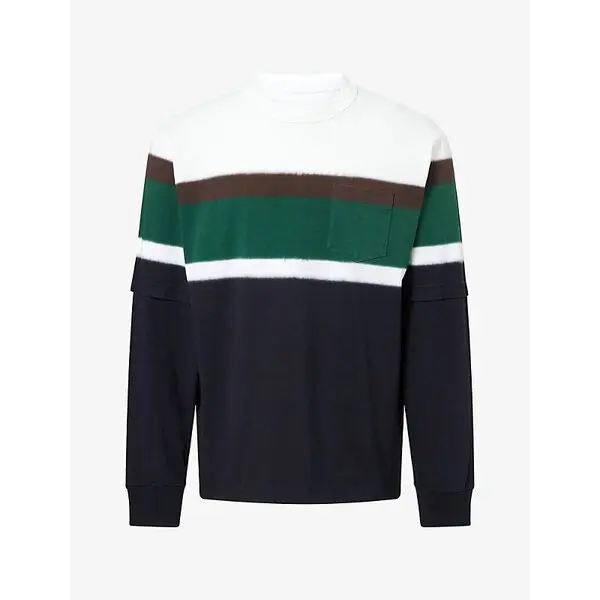 Sacai Chusen-dyed Long-sleeve Cotton T-shirt