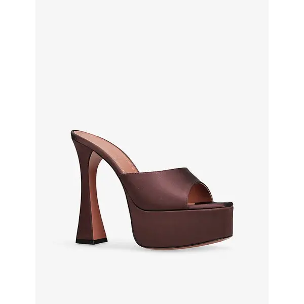 Amina Muaddi Dalida 140 Heeled Satin Mules