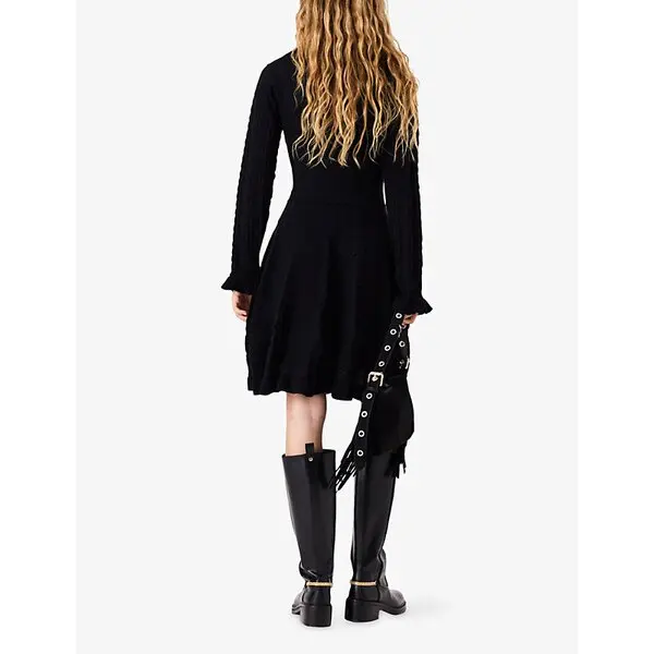 Maje Long-sleeved Knitted Cotton-blend Mini Dress