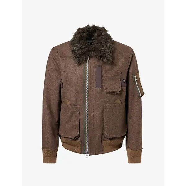 Sacai Melton Collared Wool Bomber Jacket