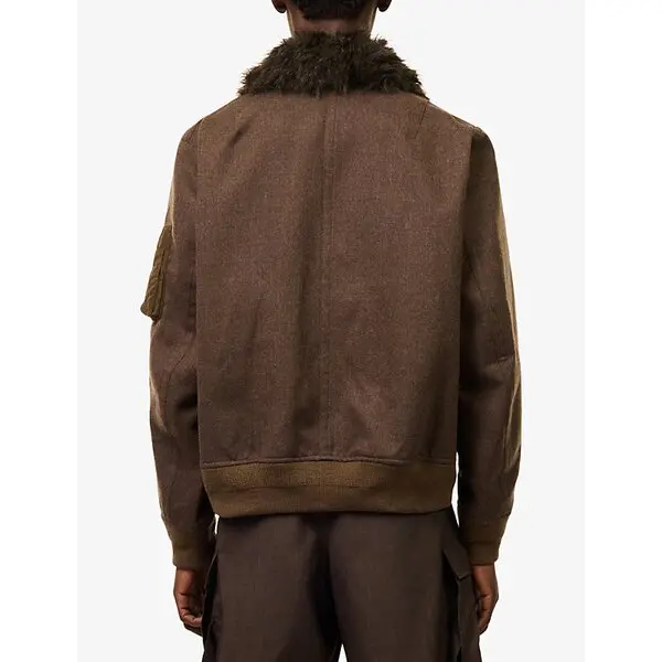 Sacai Melton Collared Wool Bomber Jacket