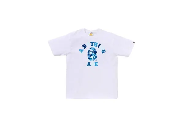 A BATHING APE Abc Camo College Green Camo T-shirt - White