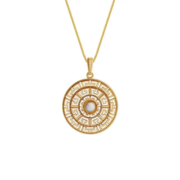 KARMA AND LUCK Celestial Balance Opal Mandala Necklace - Gold