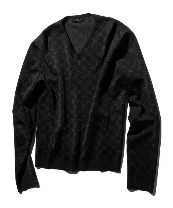Gucci Fine Knit Viscose Gg Jacquard Sweater - Black