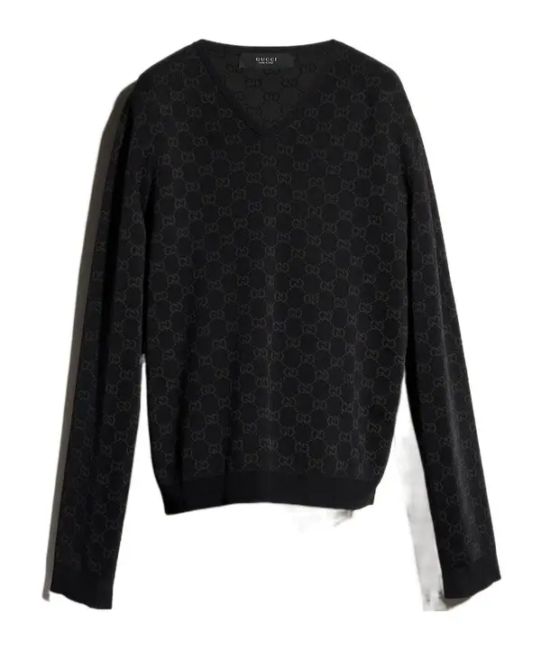 Gucci Fine Knit Viscose Gg Jacquard Sweater