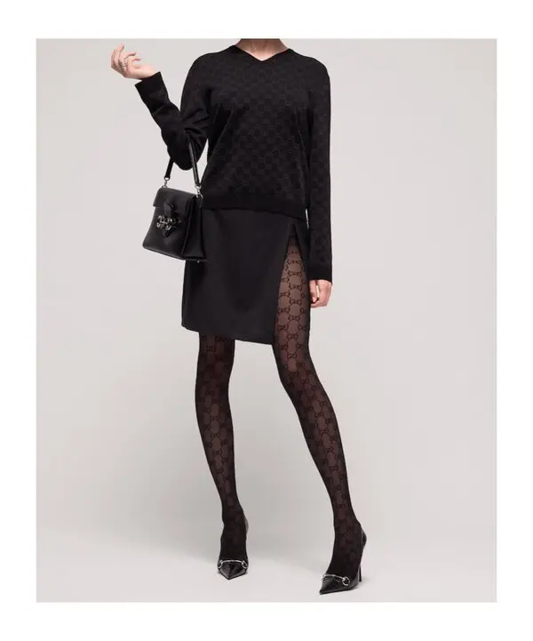 Gucci Fine Knit Viscose Gg Jacquard Sweater