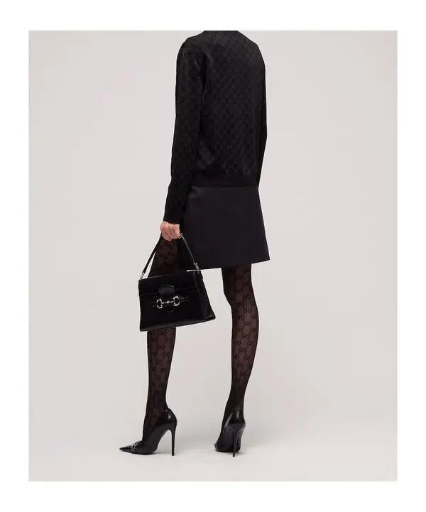 Gucci Fine Knit Viscose Gg Jacquard Sweater