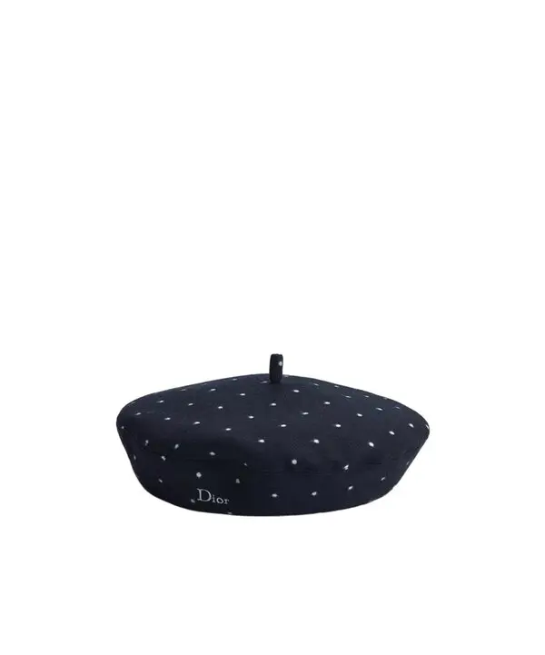 Dior Polka Dot Wool Beret - Navy