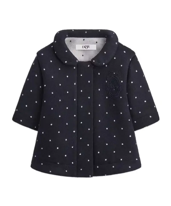 Dior Wool Polka Dot Coat With Peter Pan Collar