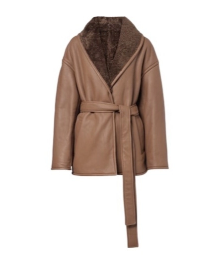 JOSEPH Shearling-lined Leather Coat - Brown