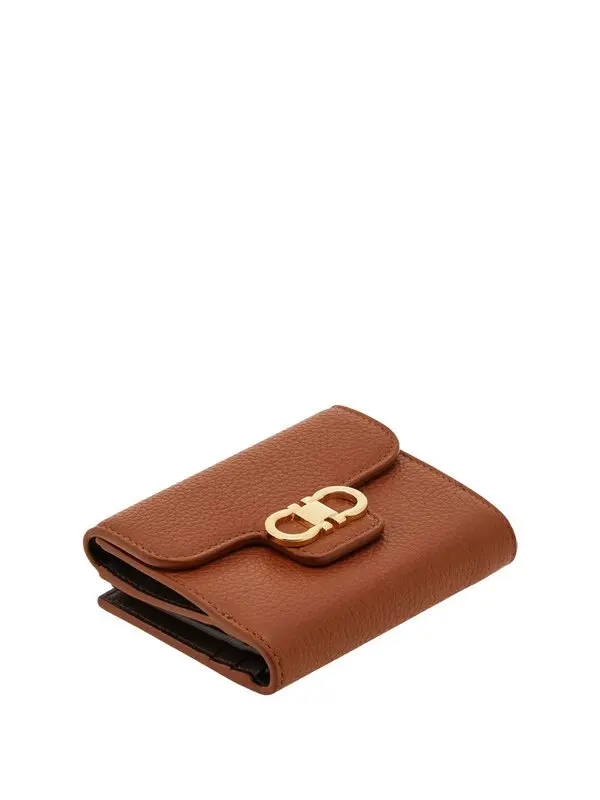 FERRAGAMO Gancini Hammered Leather Compact Wallet