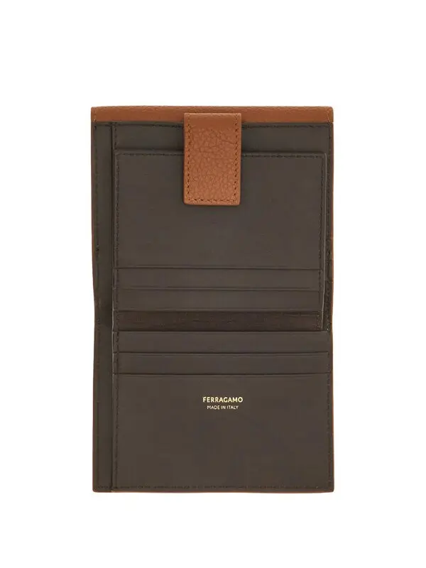 FERRAGAMO Gancini Hammered Leather Compact Wallet