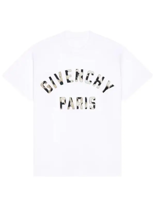 Givenchy Cotton T-shirt With Embroidered Paris Logo - White
