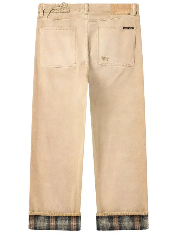 GOLDEN GOOSE Pants In Gradient Beige Cotton With Check Details