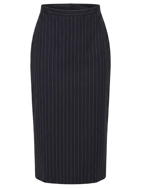 Givenchy Midi Striped Wool Skirt - Blue